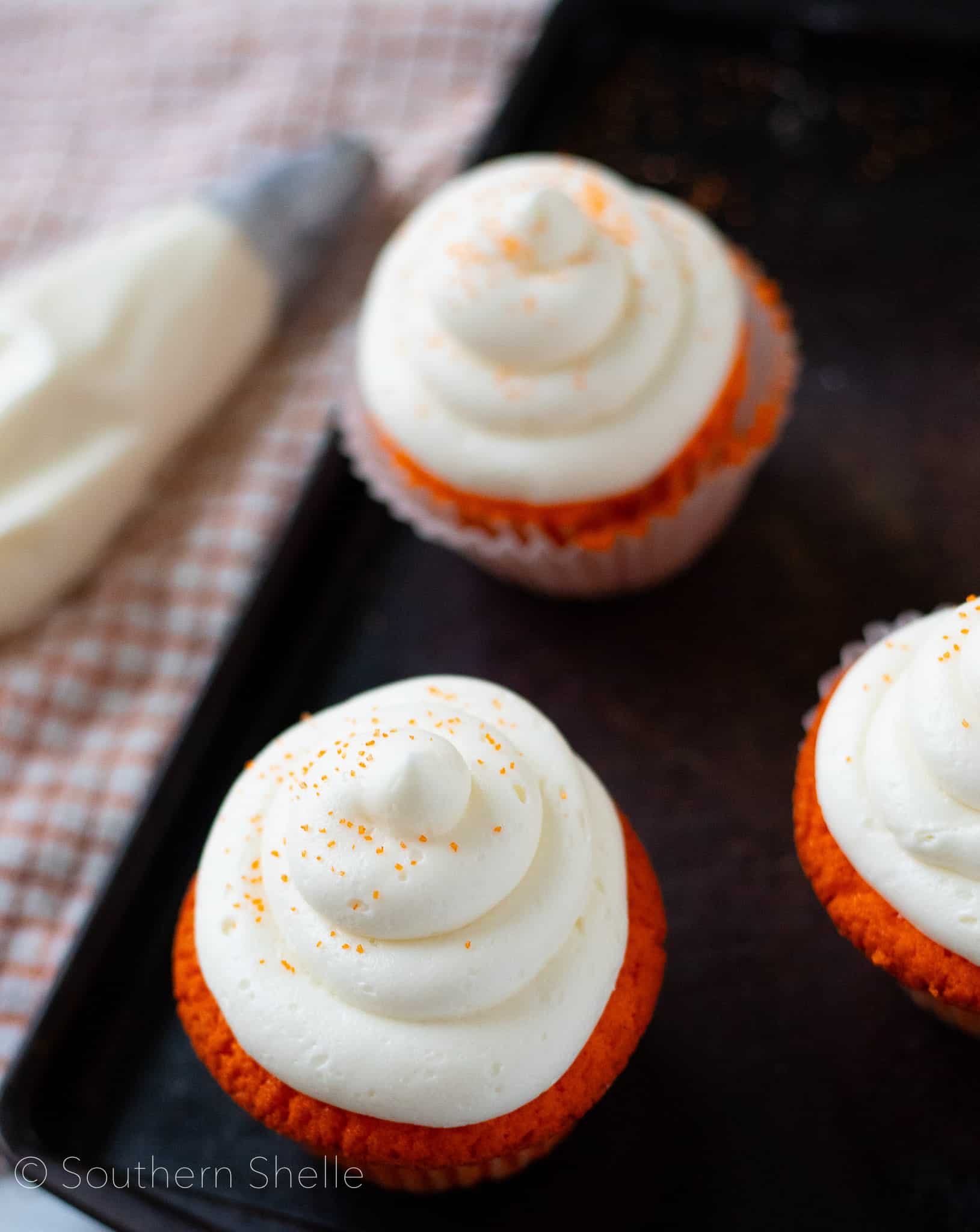 Orange Velvet Cupcakes • Southern Shelle